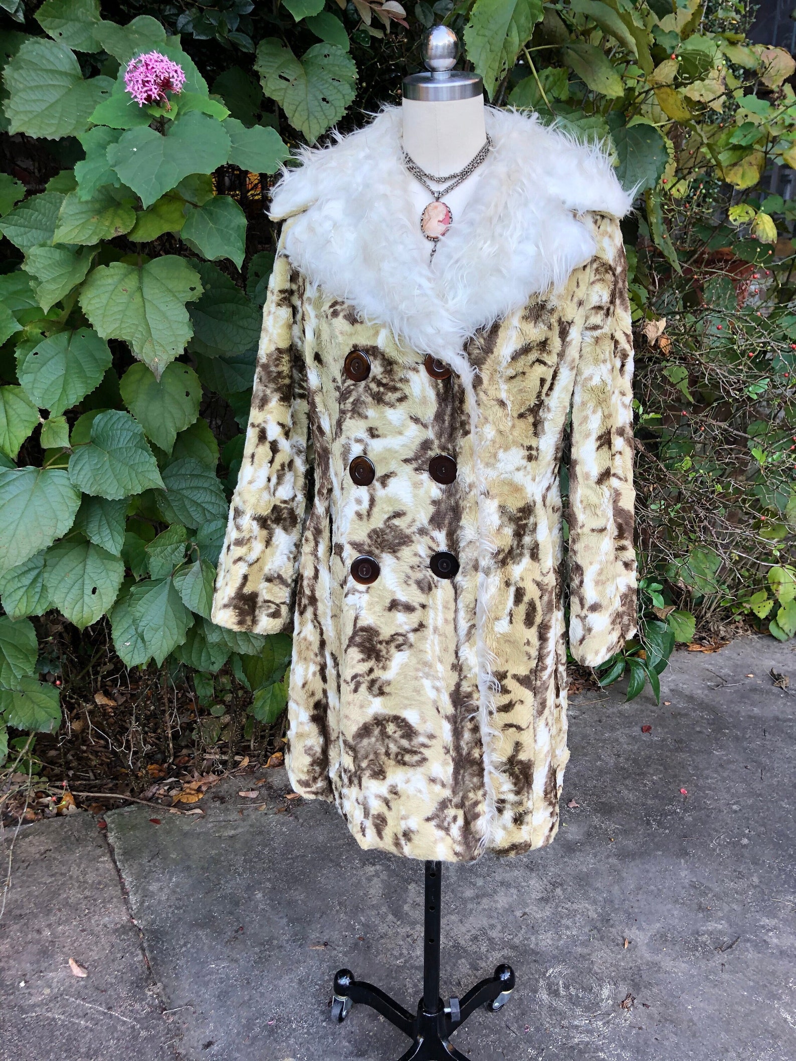 70's FAUX Fur/70s Pea Coat/70s Vegan Fur Pea - Etsy
