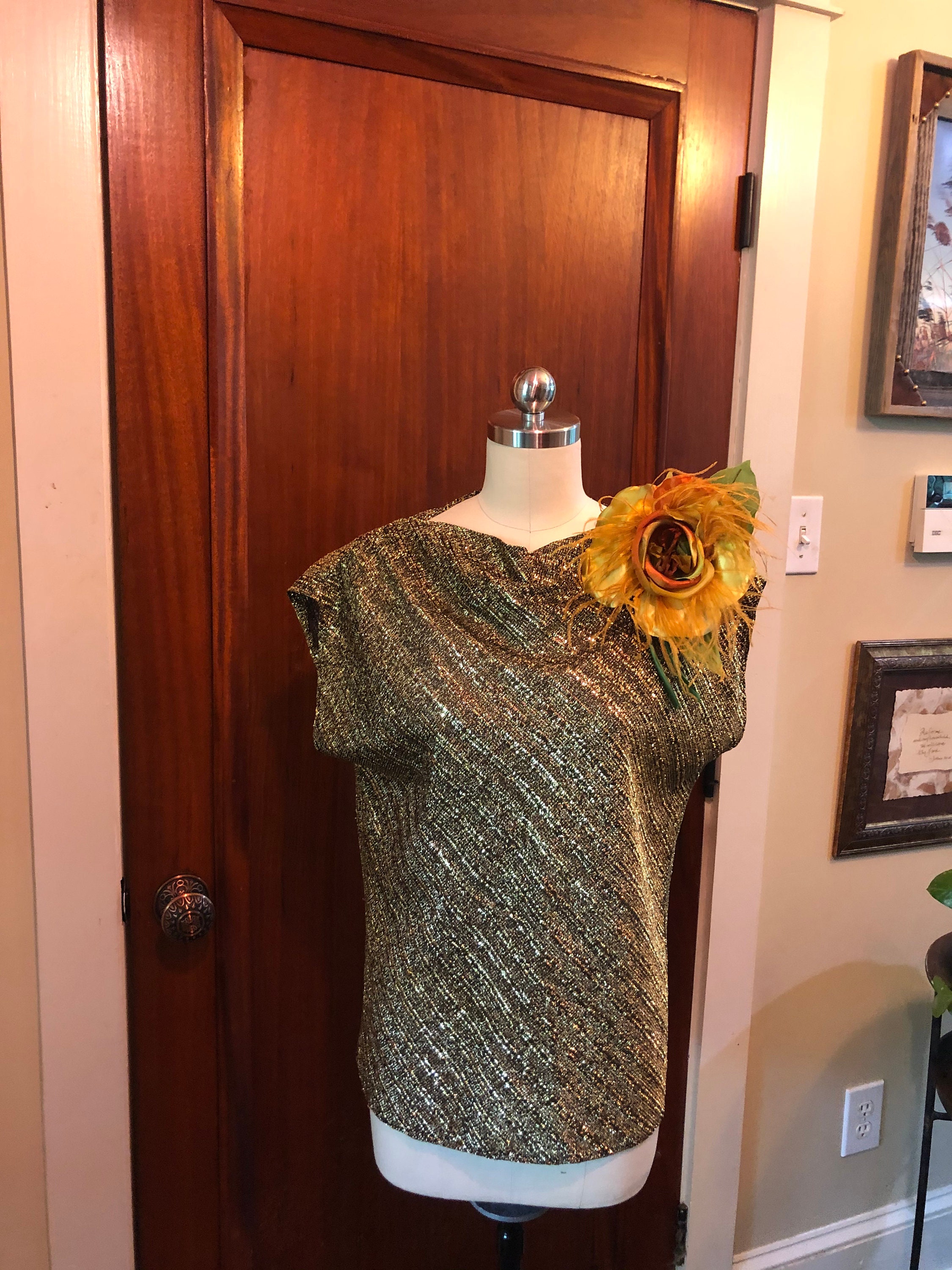 70's GLITZY TOP/70s Gold Top/Vintage Glitz and Glam | Etsy