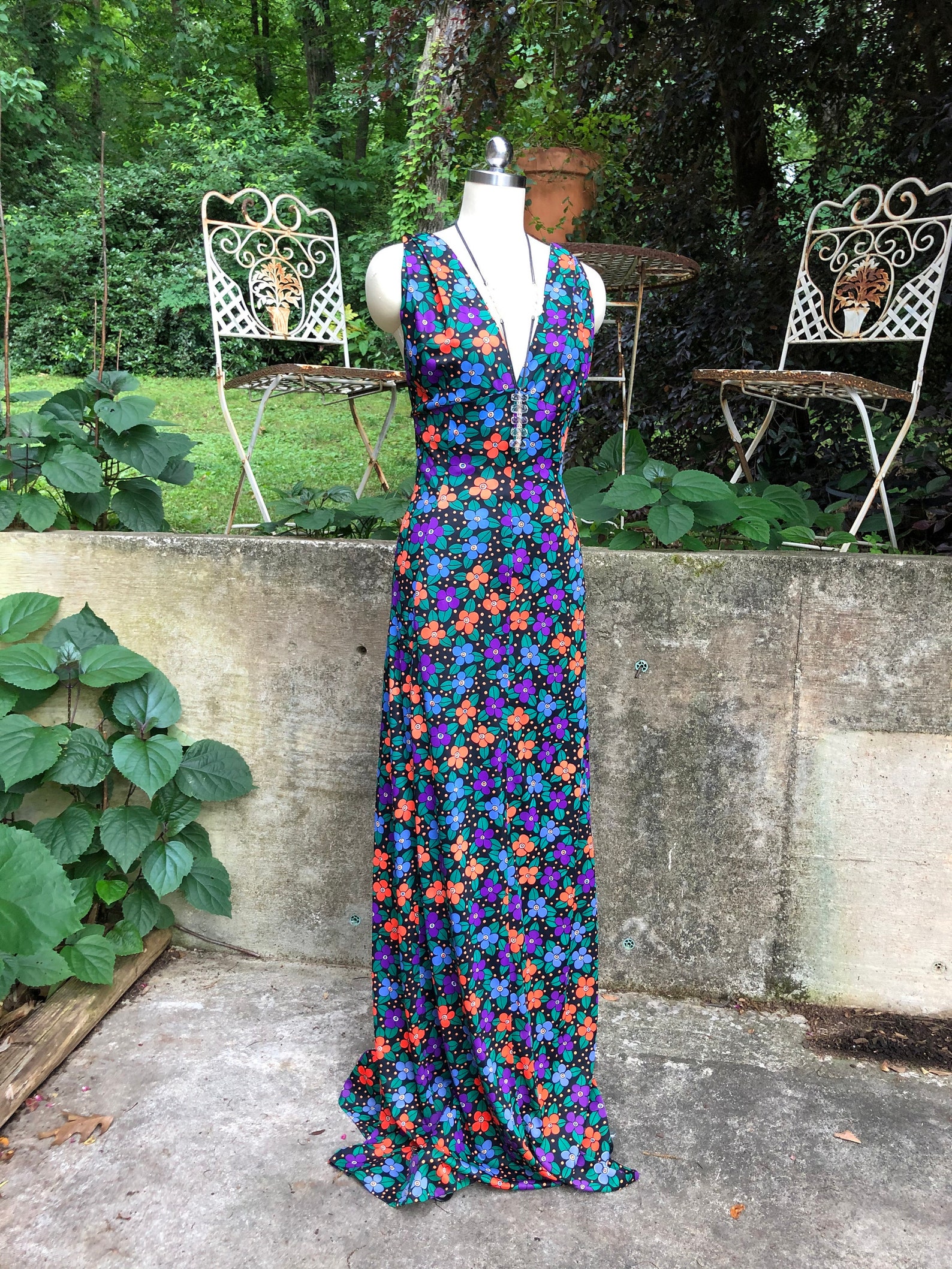 70's Two Piece Floral Dress/flower Power Dresses/festival Dresses/70's ...