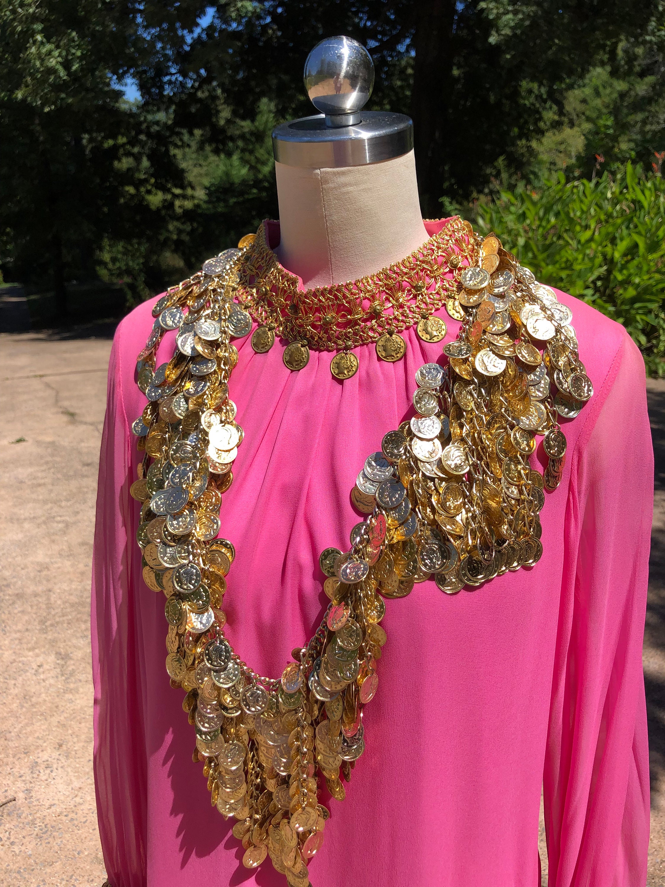 FABULOUS 60's PINK Dress/coin Trimmed Dress/60's - Etsy