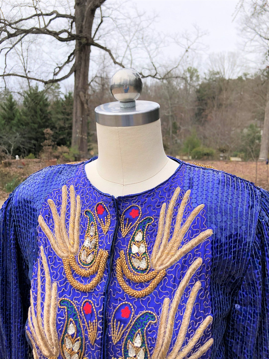 80's ROYAL Blue BEADED Jacket/80's Sequin Jackets/sequin Jackets/blue ...