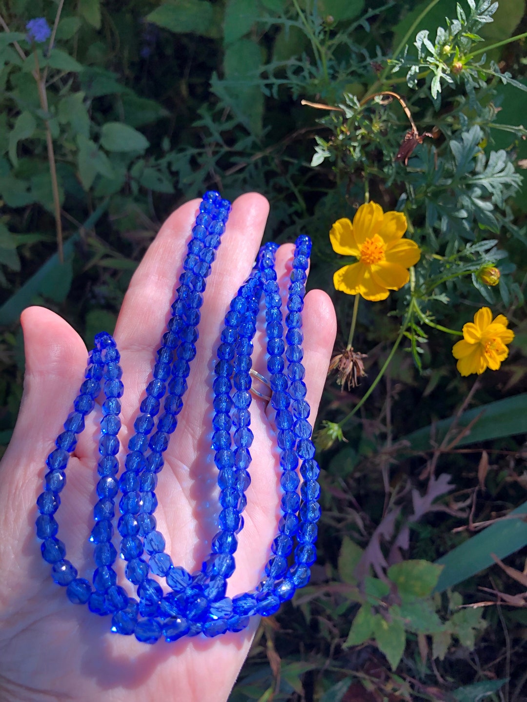 RARE 60's BLUE TORSADE Necklace/torsade Necklaces/60's Blue Glass ...