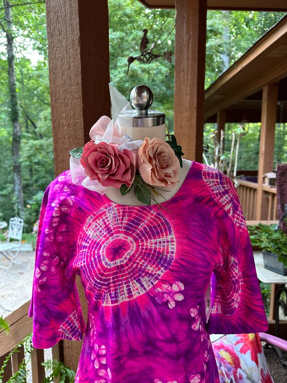 60's PURPLE BARKCLOTH MUMU/Ui-Maikai Floral Dress/60'… - Gem