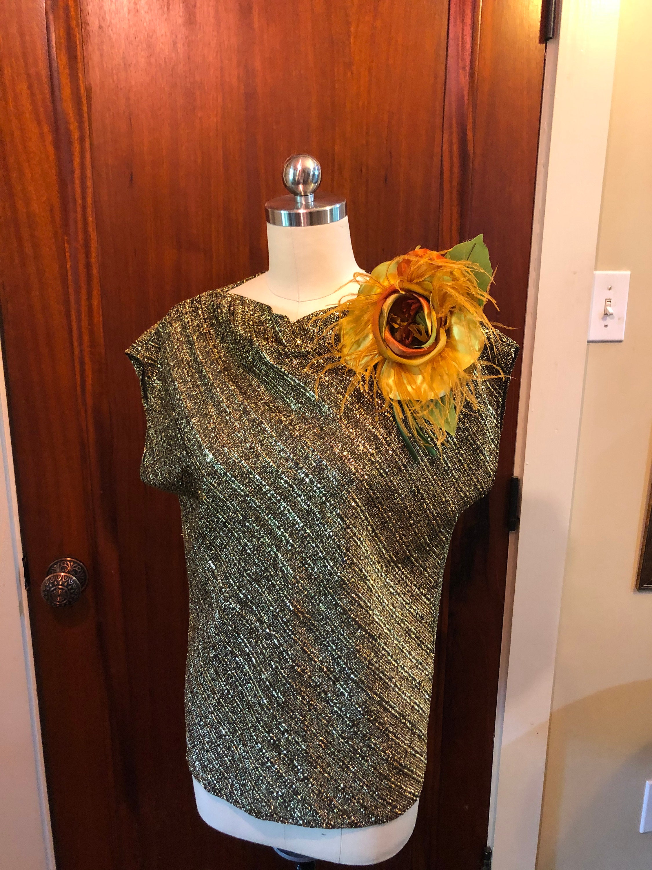 70's GLITZY TOP/70s Gold Top/Vintage Glitz and Glam | Etsy