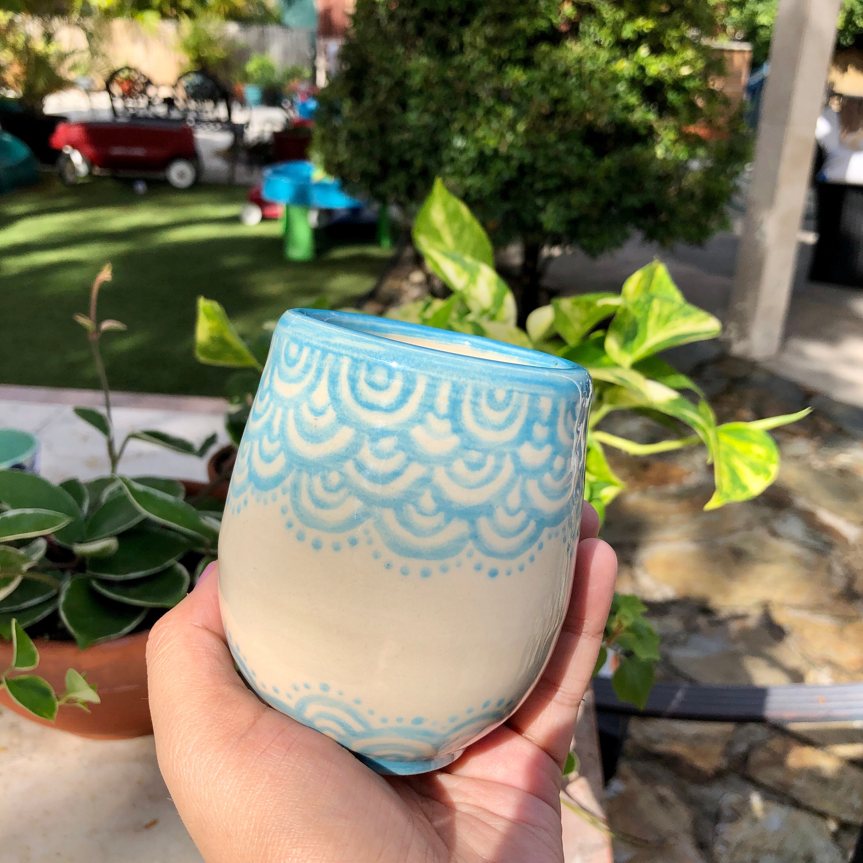 Patterned Porcelain Cup in Light Blue - Etsy