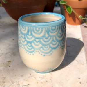 Patterned Porcelain Cup in Light Blue - Etsy