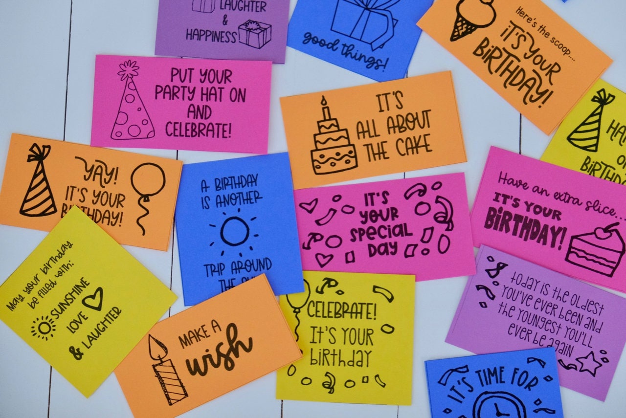 Birthday Confetti Kindness Cards: Printable Birthday Wishes (PDF) - Etsy