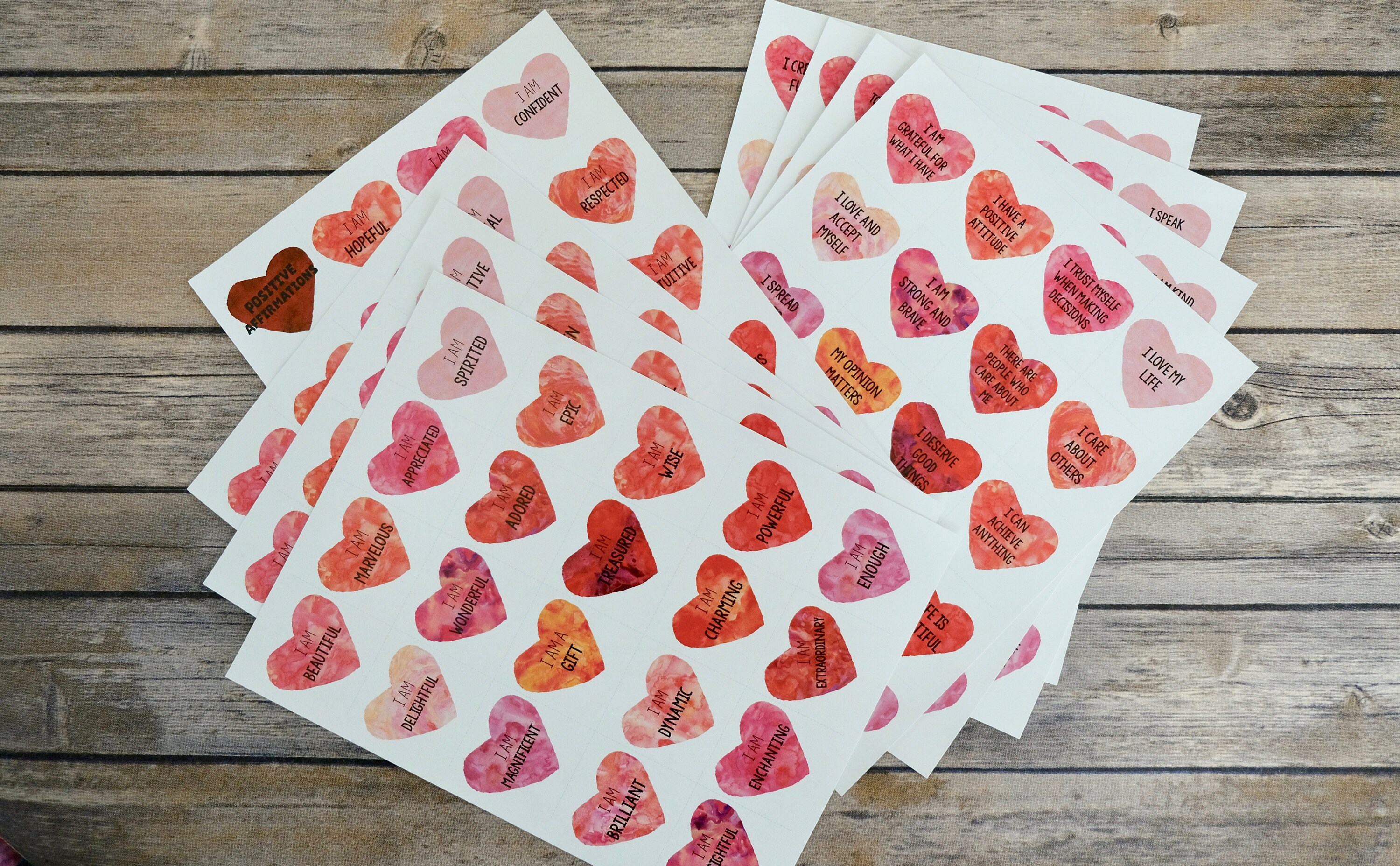 Heart Affirmation Cards Printable Inspirational & - Etsy