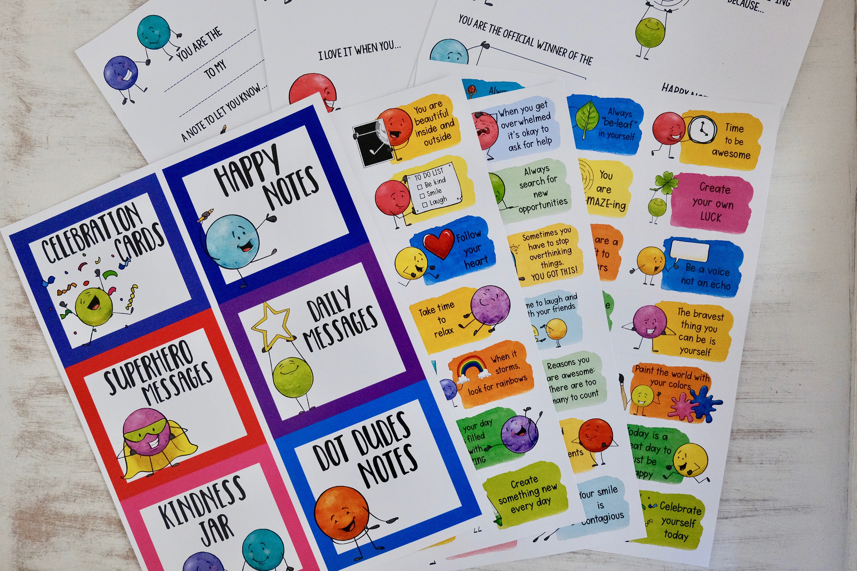 Kindness Cards and Notes Set 3 Kindness Dots Lunch Box Notes | Etsy