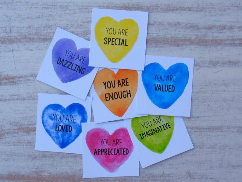 Kindness Hearts Inspirational Cards Printable Valentine's - Etsy
