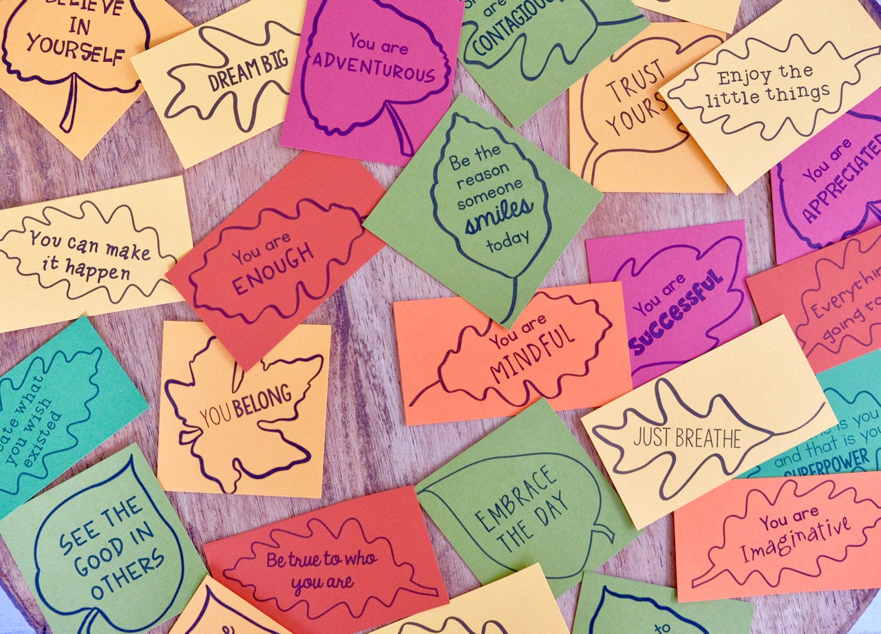 Kindness Leaves: Inspirational Message Cards (PDF Download) - Etsy