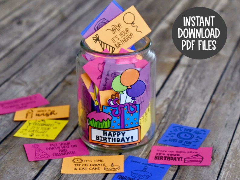 Birthday Confetti Kindness Cards: Printable Birthday Wishes (PDF) - Etsy