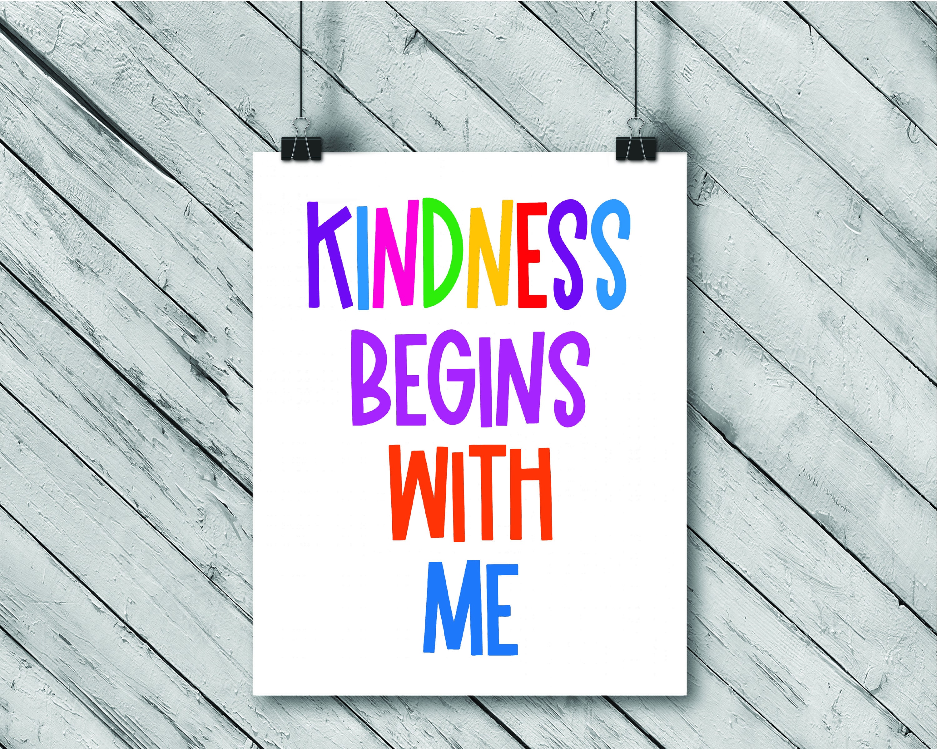 Kindness Begins With Me Inspirational Quote Wall Prints Kids Wall Art ...