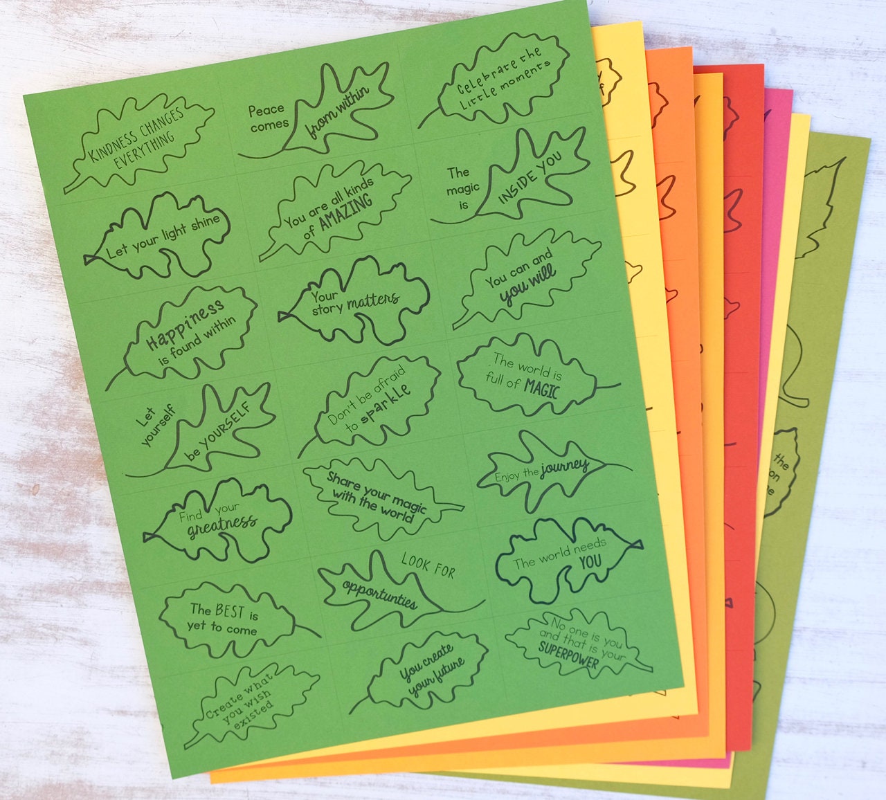 Kindness Leaves: Inspirational Message Cards (PDF Download) - Etsy