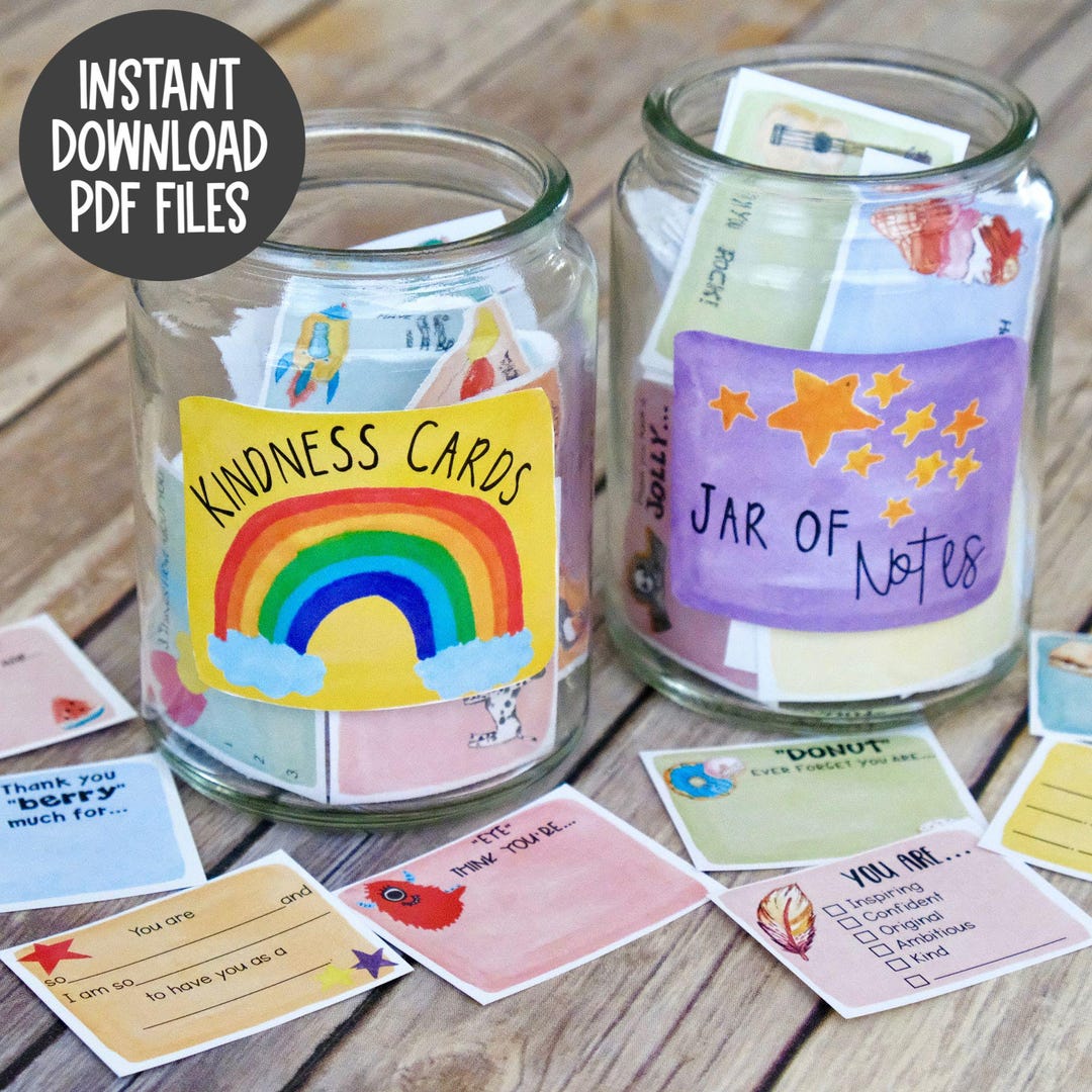 Printable Kindness Notes and Write-in Lunch Box Notes, Kindness Cards ...