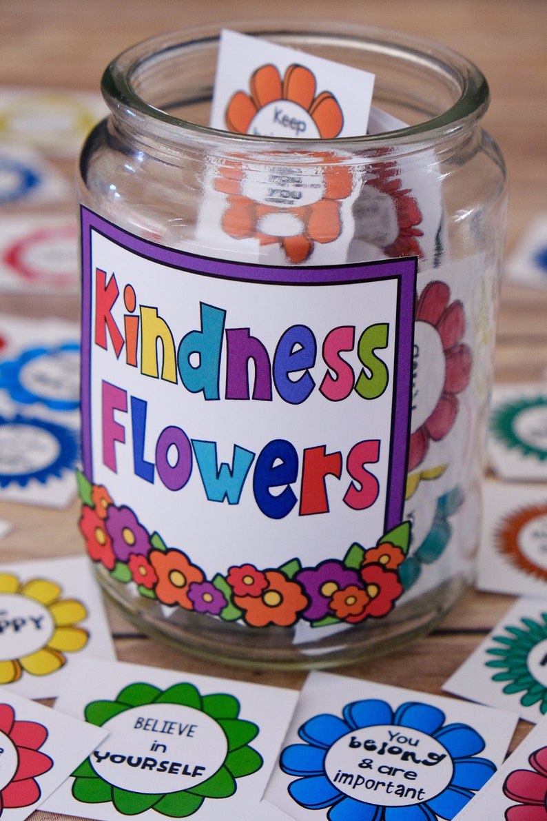 Kindness Flower Cards: Inspirational Messages, DIY Crafts (digital ...