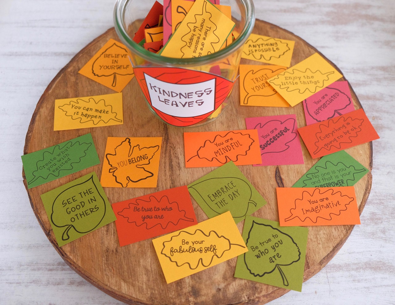 Kindness Leaves: Inspirational Message Cards (PDF Download) - Etsy