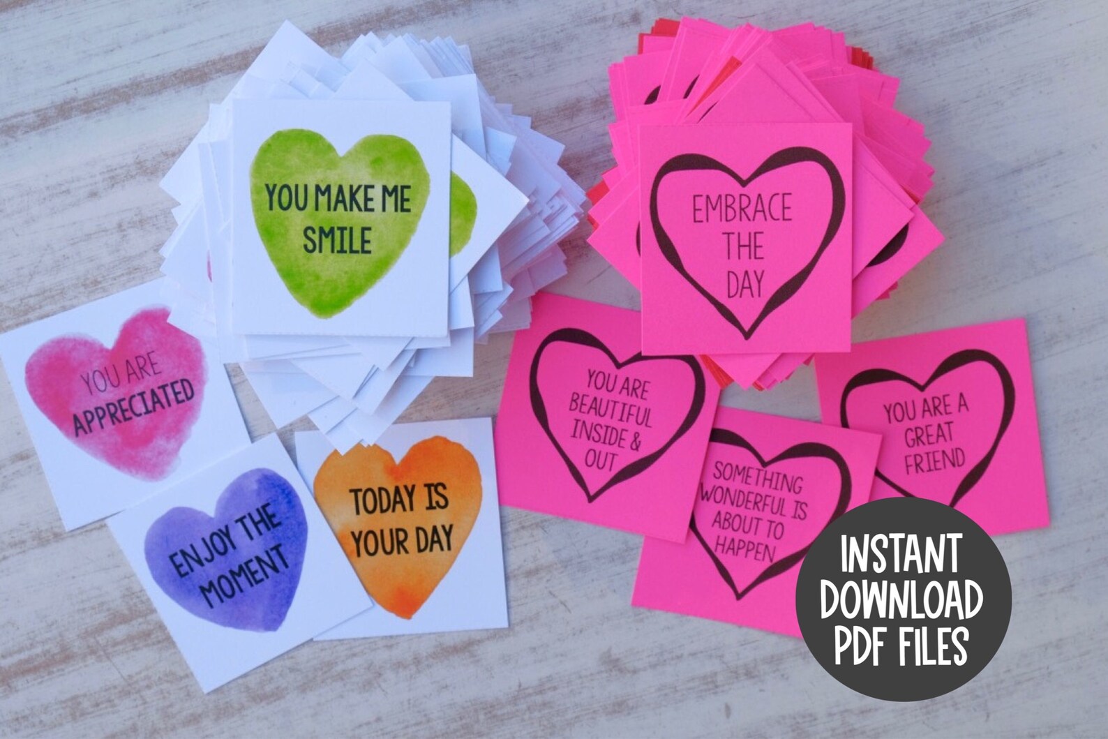 Kindness Hearts Inspirational Cards, Printable Valentine's Day Cards ...