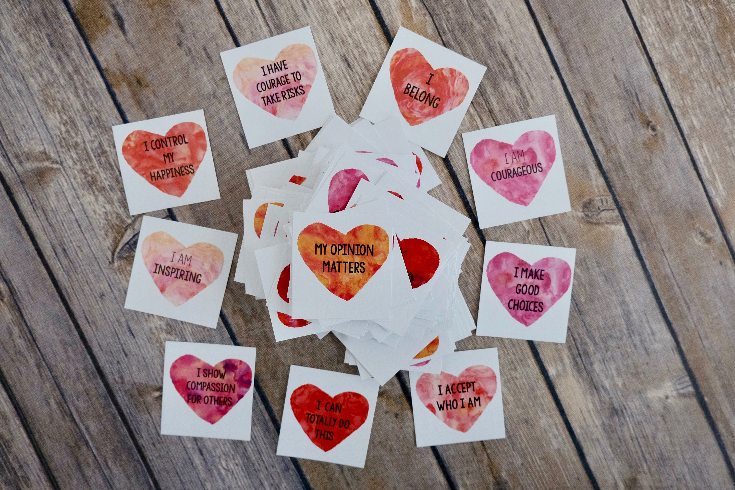 Heart Affirmation Cards Printable Inspirational & - Etsy