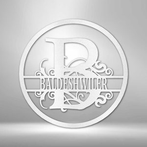Split Circle Monogram - Steel Sign - Etsy