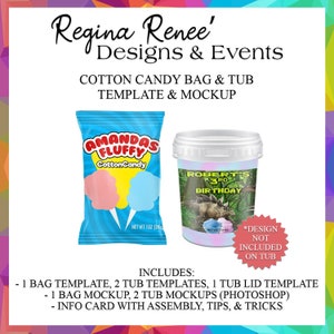 Cotton Candy Bag and Tub Template & Mockup | Cotton Candy Templates ...