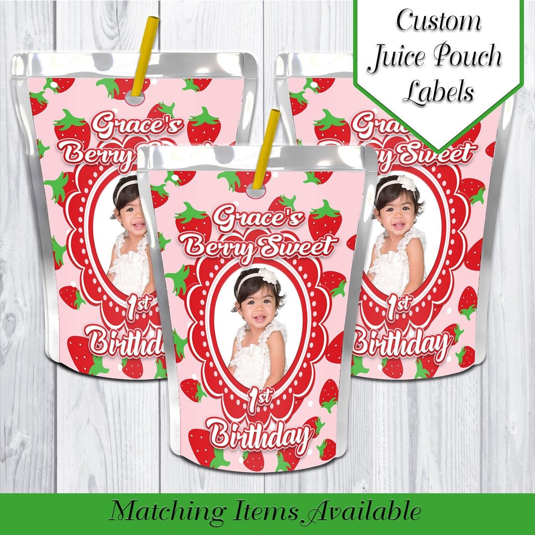 Berry Sweet Theme Juice Pouch | Berry Sweet Party Favors | Berry Sweet ...