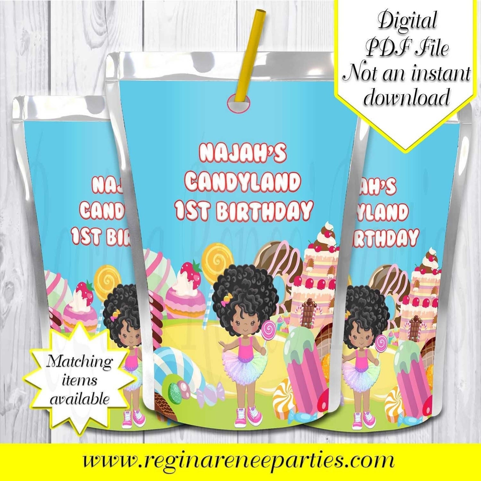 Candyland Theme Juice Pouch Labels Candyland Party | Etsy