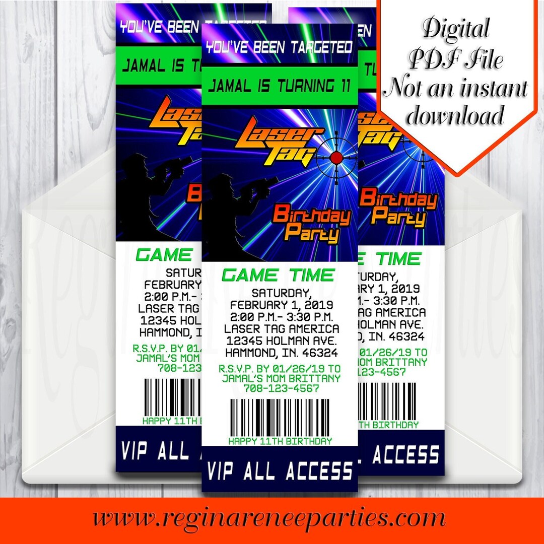 Laser Tag Ticket Invitations Laser Tag Party Laser Tag - Etsy