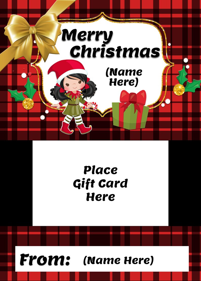 Christmas Elf Theme Gift Card Holder Gift Card Christmas | Etsy
