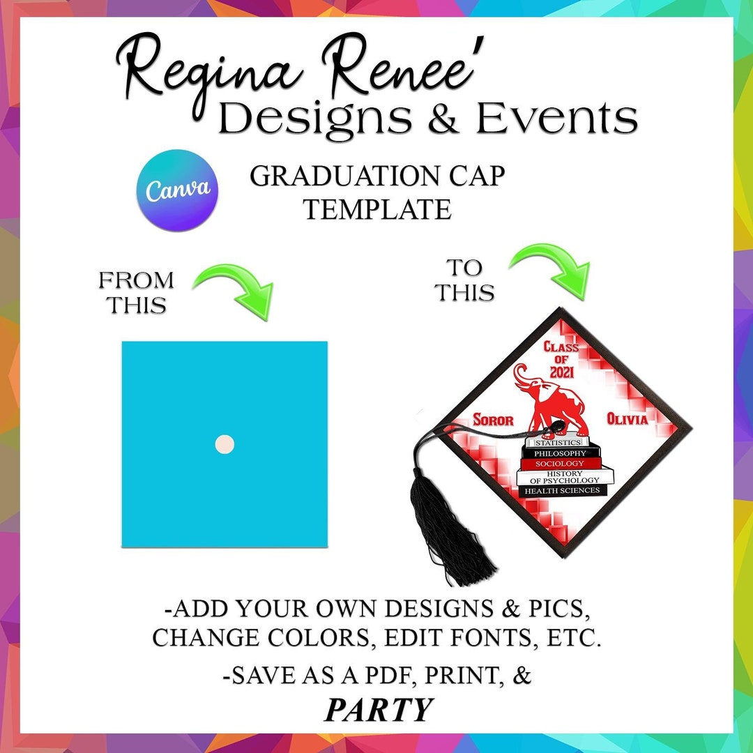 Canva Graduation Cap Template | Grad Cap Topper | Graduation Templates ...