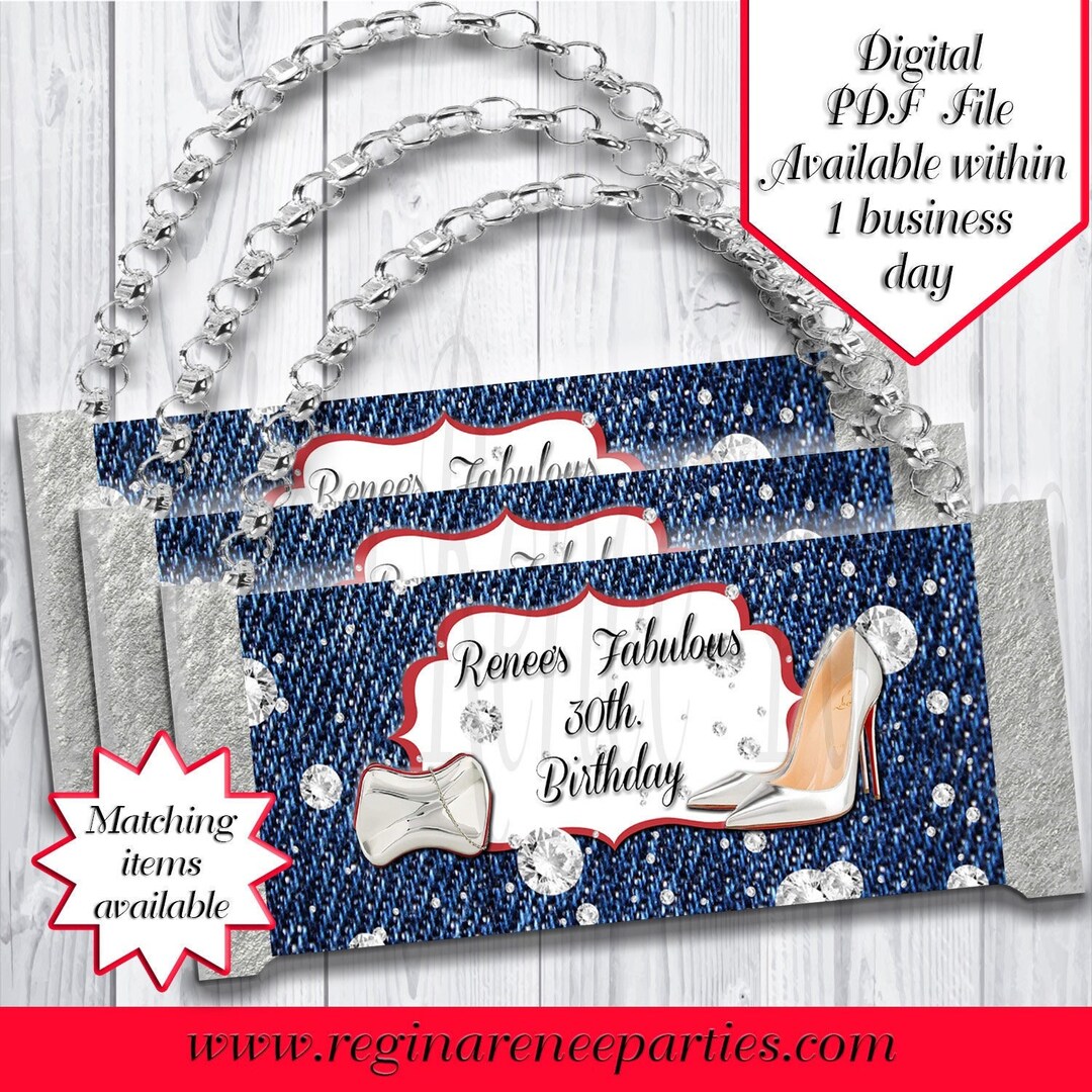 Denim & Diamonds Theme Candy Bar Wrappers Denim Theme Birthday Denim ...