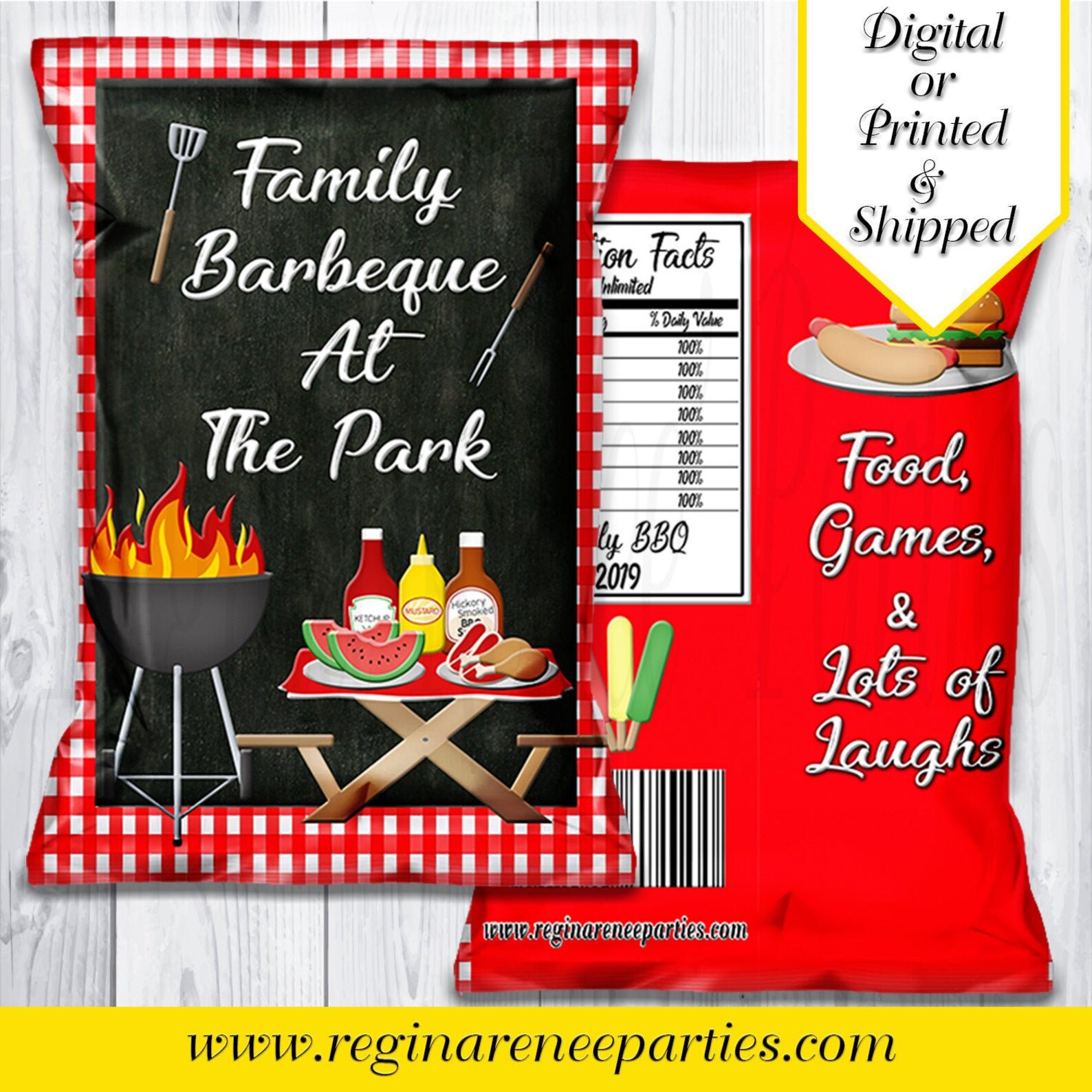 BBQ Theme Chip Bags Barbeque Chip Bags Picnic Family | Etsy