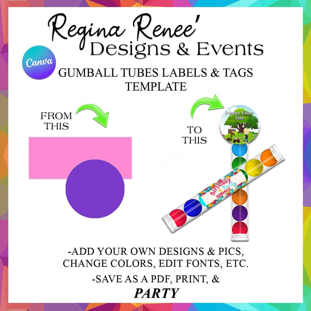 Canva Gumball Tube Labels & Tags Template | Gumball Templates | Canva ...