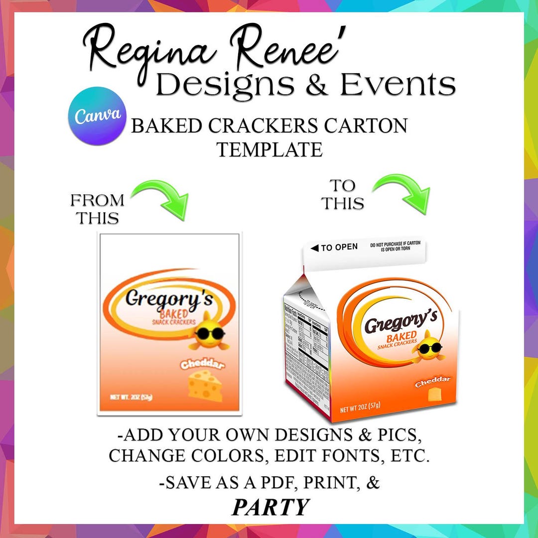 Canva Baked Fish Cracker Carton Template | Fish Cracker Templates ...