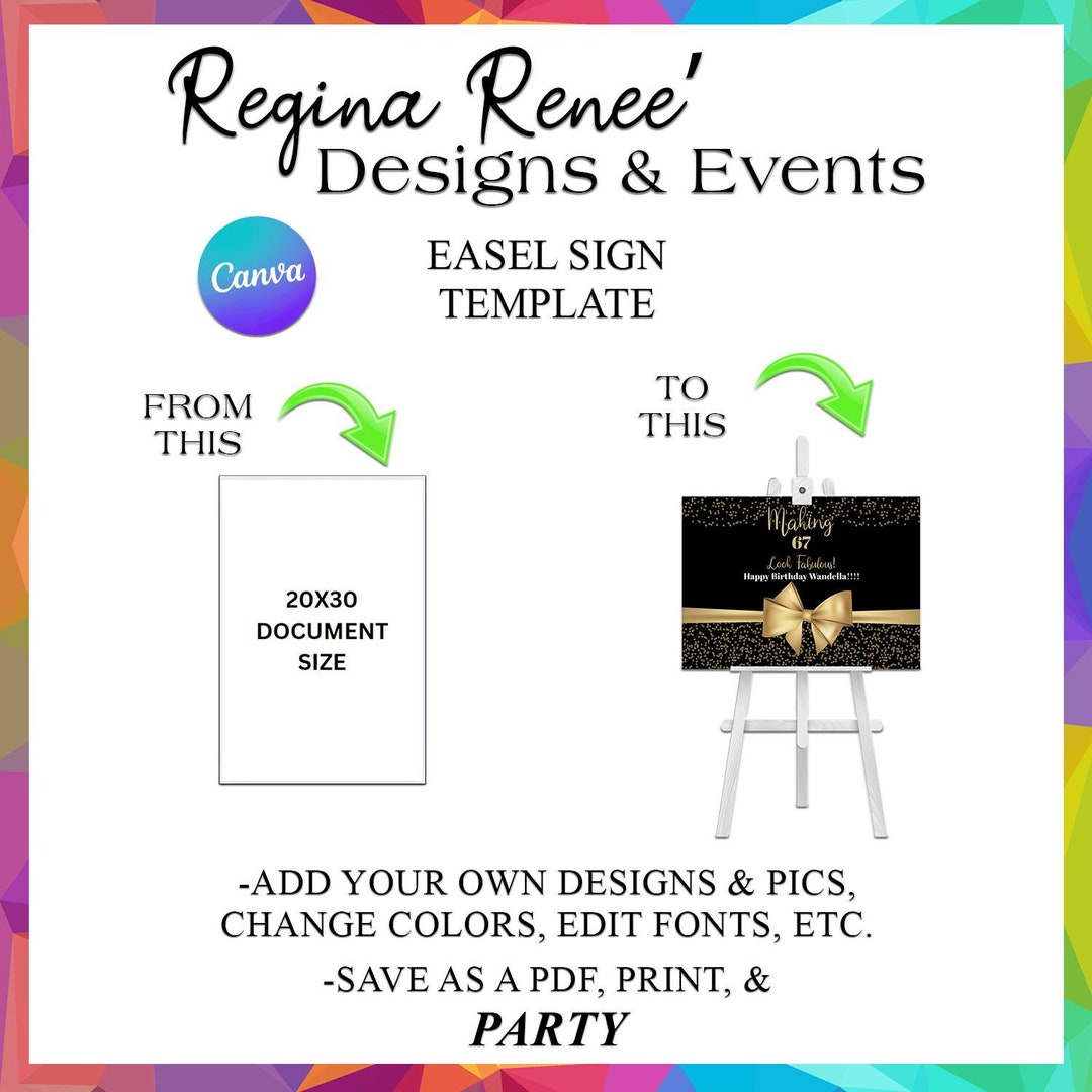 Canva Easel Sign Template | Canva Sign Template | Canva Welcome Sign ...