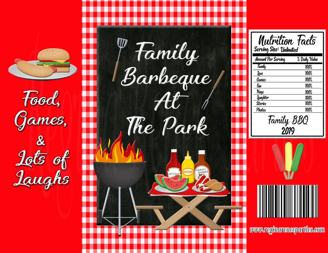 BBQ Theme Chip Bags Barbeque Chip Bags Picnic Family - Etsy