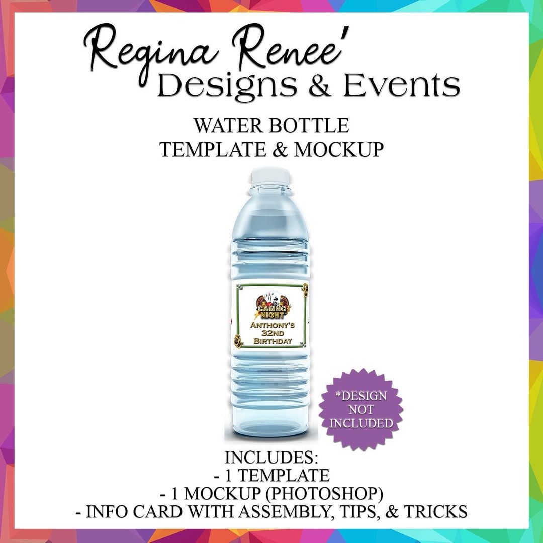 Water Bottle Template & Mockup | Bottle Templates | Favor Bags | Drink ...