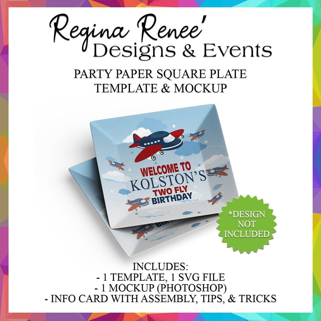 Party Paper Square Plate Template & Mockup | Party Plate Template ...