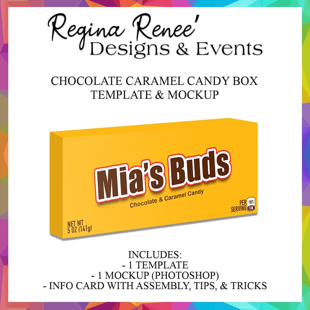 Chocolate Caramel Candy Box Template & Mockup | Candy Box Templates ...