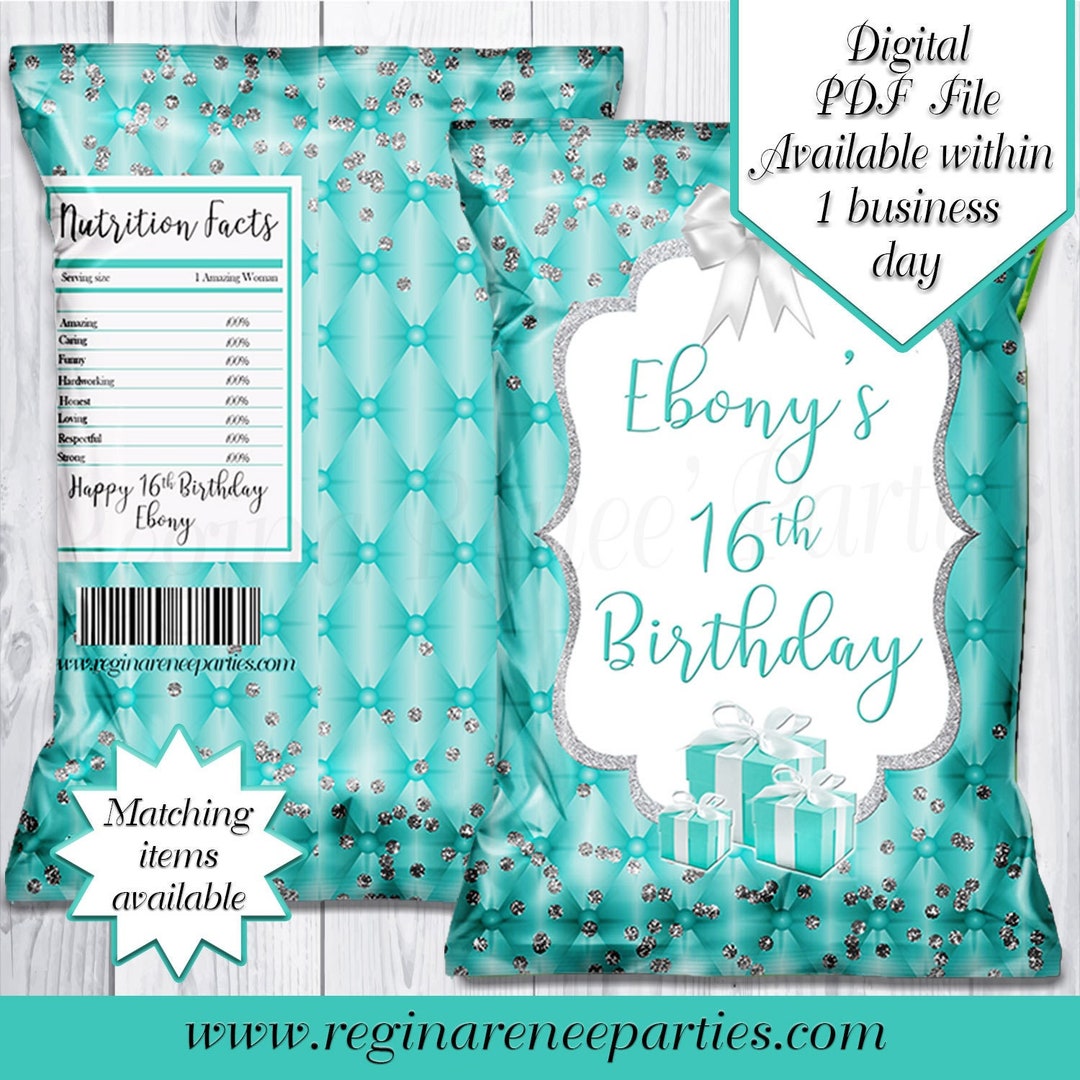16th Birthday Chip Bags Sweet 16 Sweet 16 Party Favors - Etsy