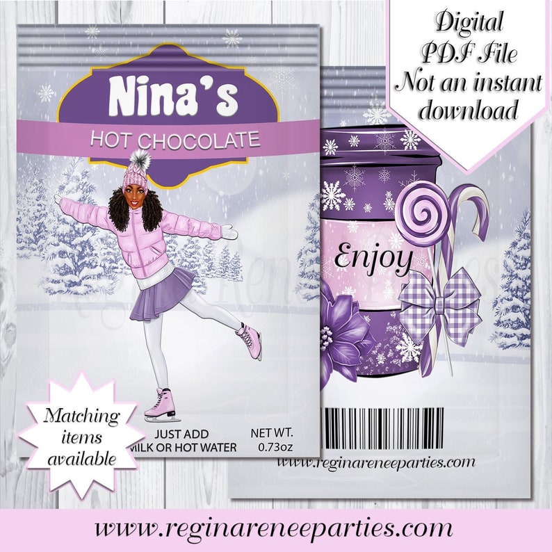 Ice Skating Theme Hot Cocoa Wrappers Hot Chocolate Favors - Etsy