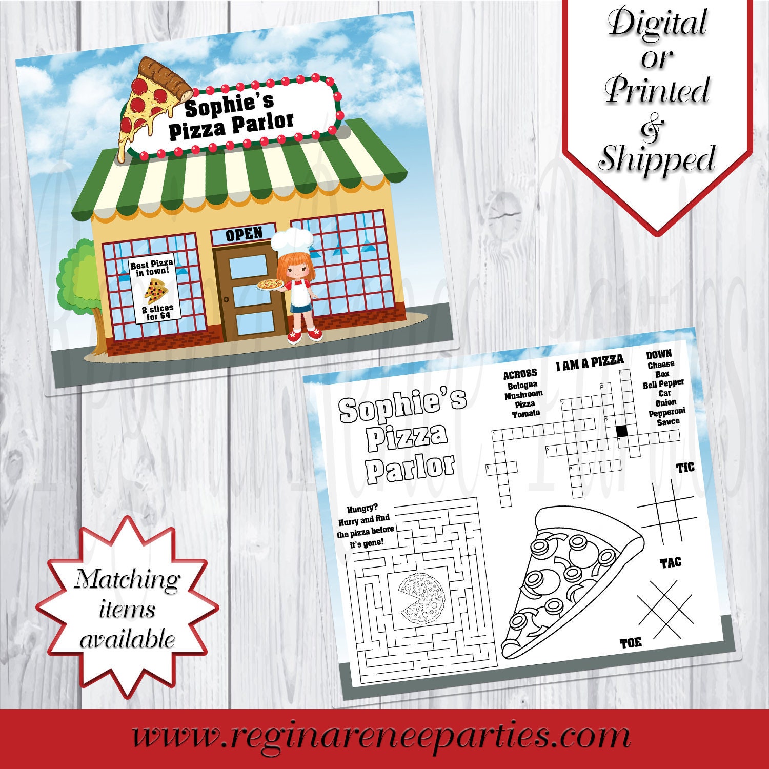 Pizza Party Activity Placemats Pizza Party Birthday Pizza | Etsy