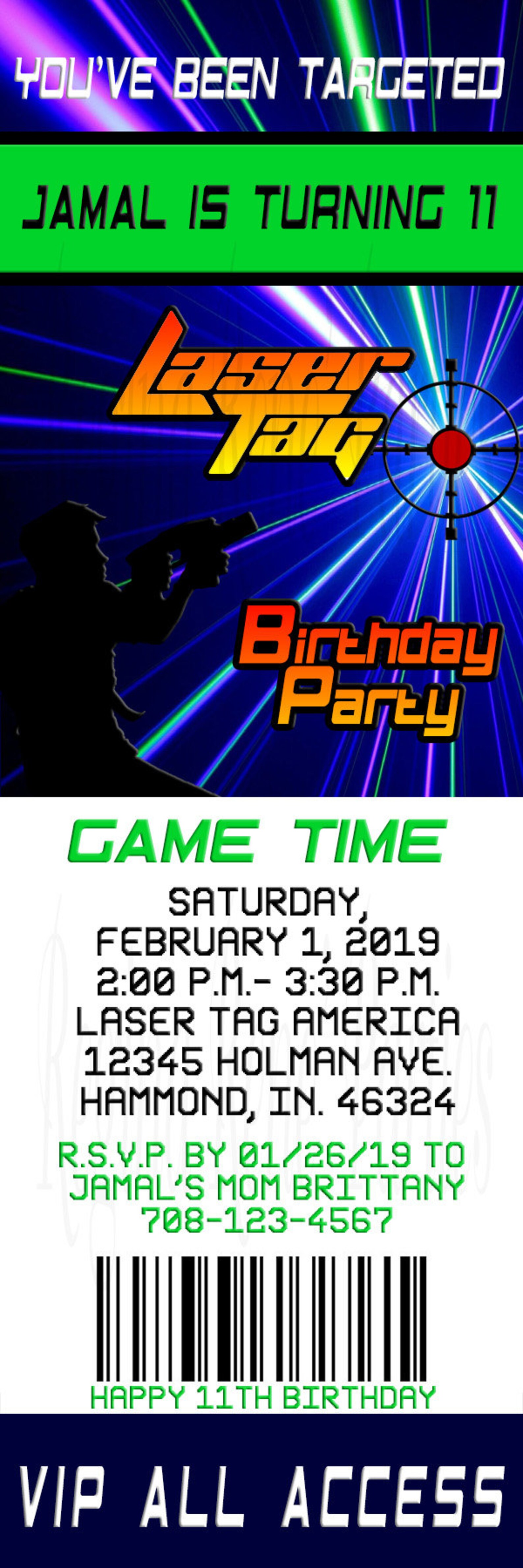 Laser Tag Ticket Invitations Laser Tag Party Laser Tag - Etsy