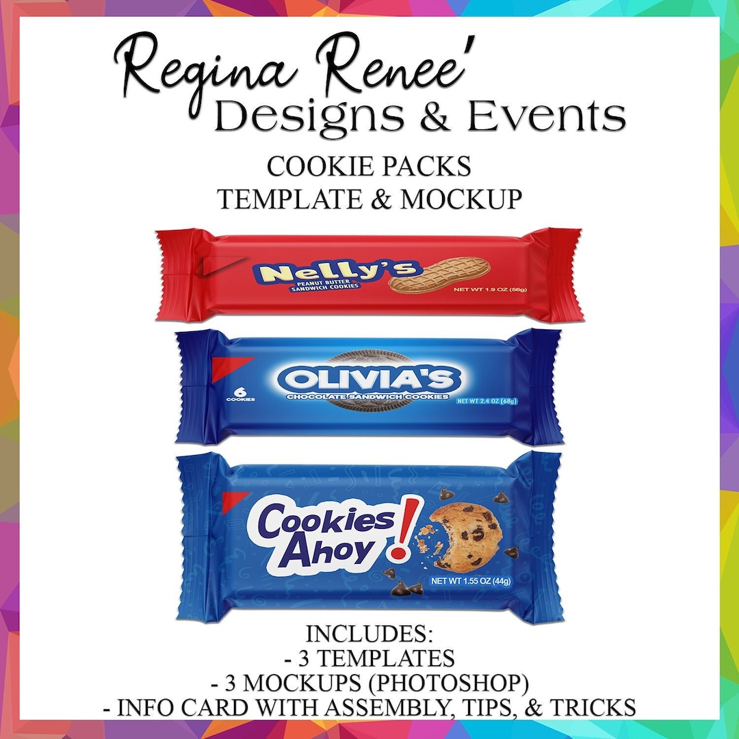 Cookie Pack Templates & Mockups | Chocolate Chip Cookie | Peanut Butter ...