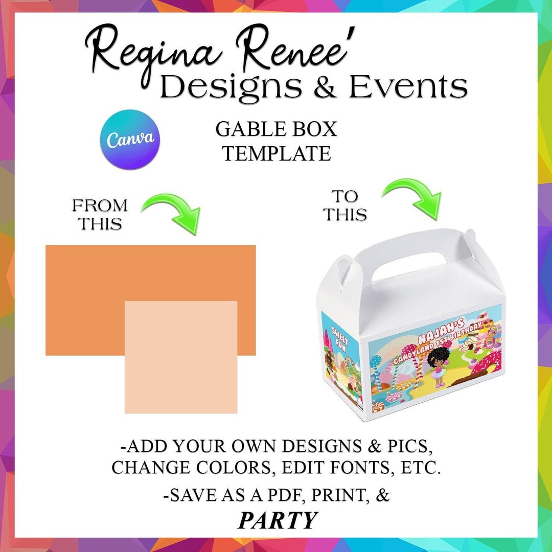 Canva Gable Box Template | Canva Treat Box Template | Gable Box ...