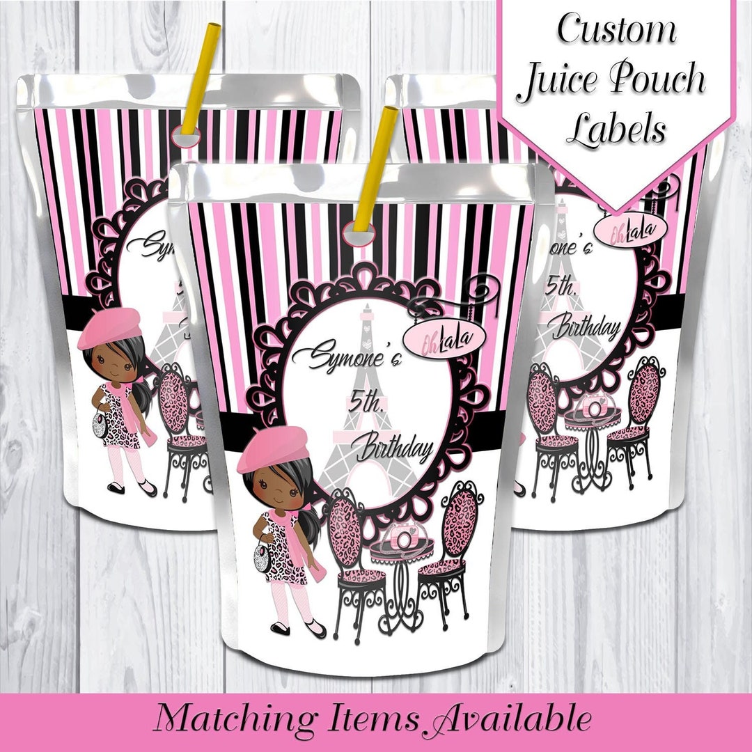 Paris Theme Juice Pouch Labels | Paris Theme Birthday Party | Paris ...
