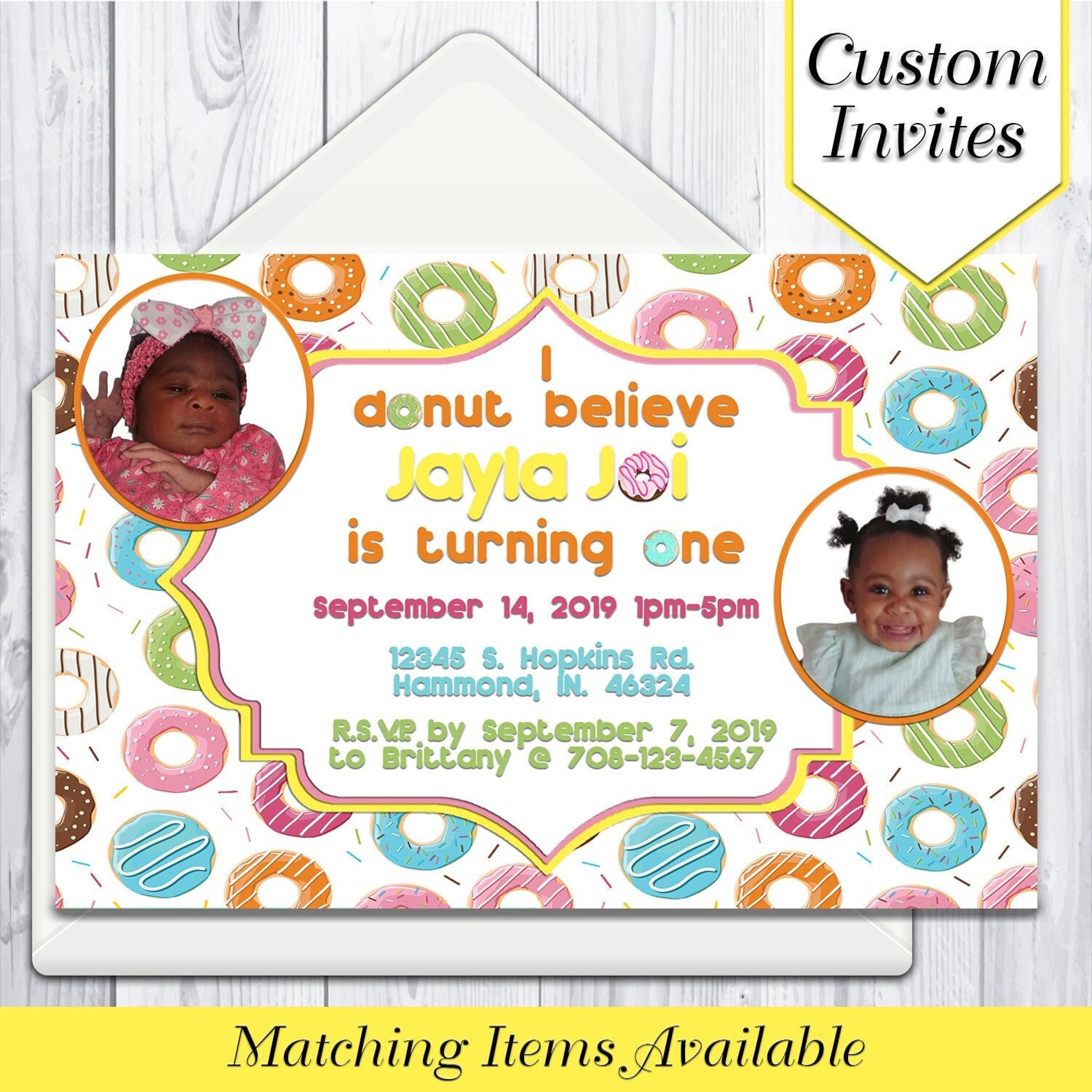 Donut Party Invitation | Donut Theme Invites | Donut 1st Birthday ...