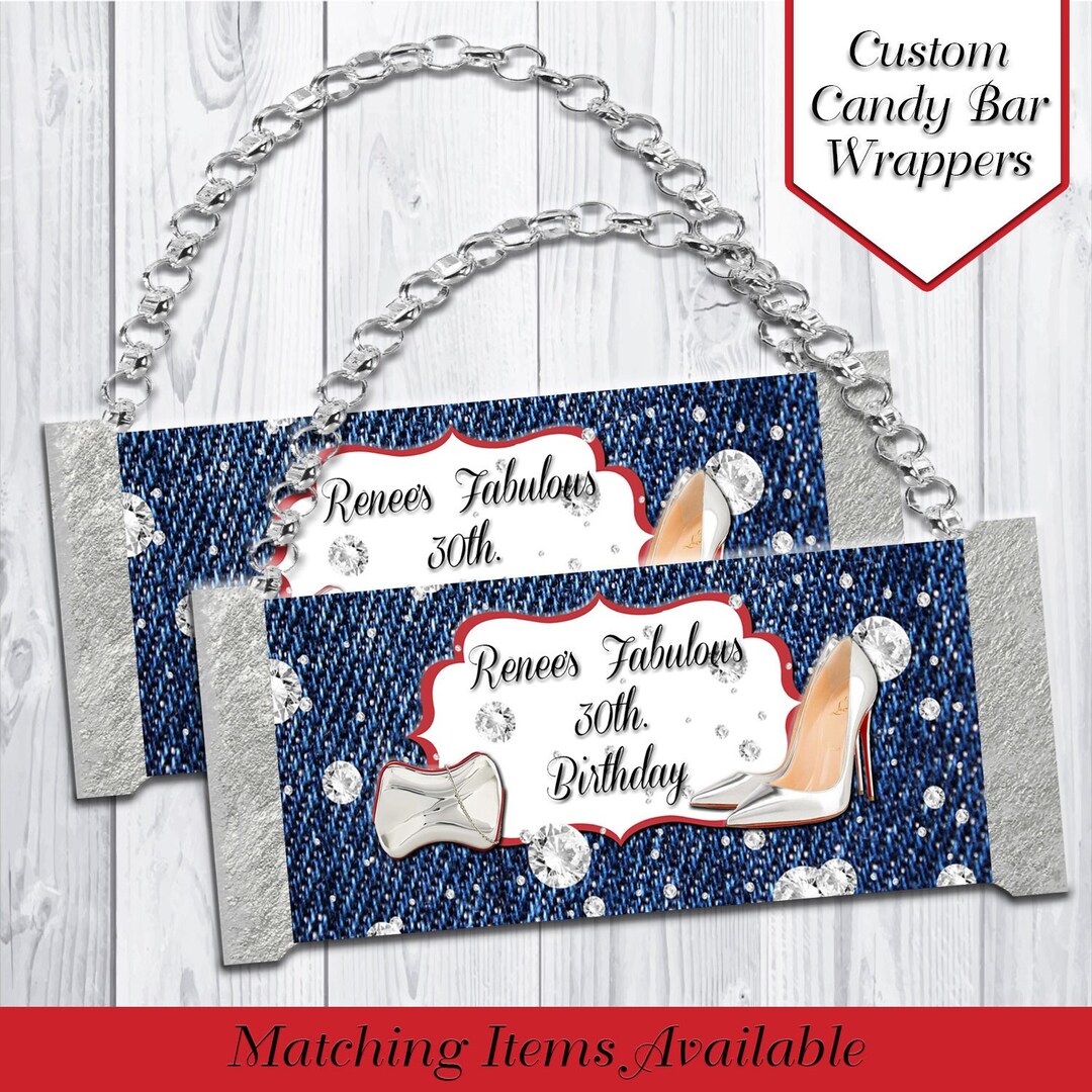 Denim & Diamonds Theme Candy Bar Wrappers Denim Theme Birthday Denim ...