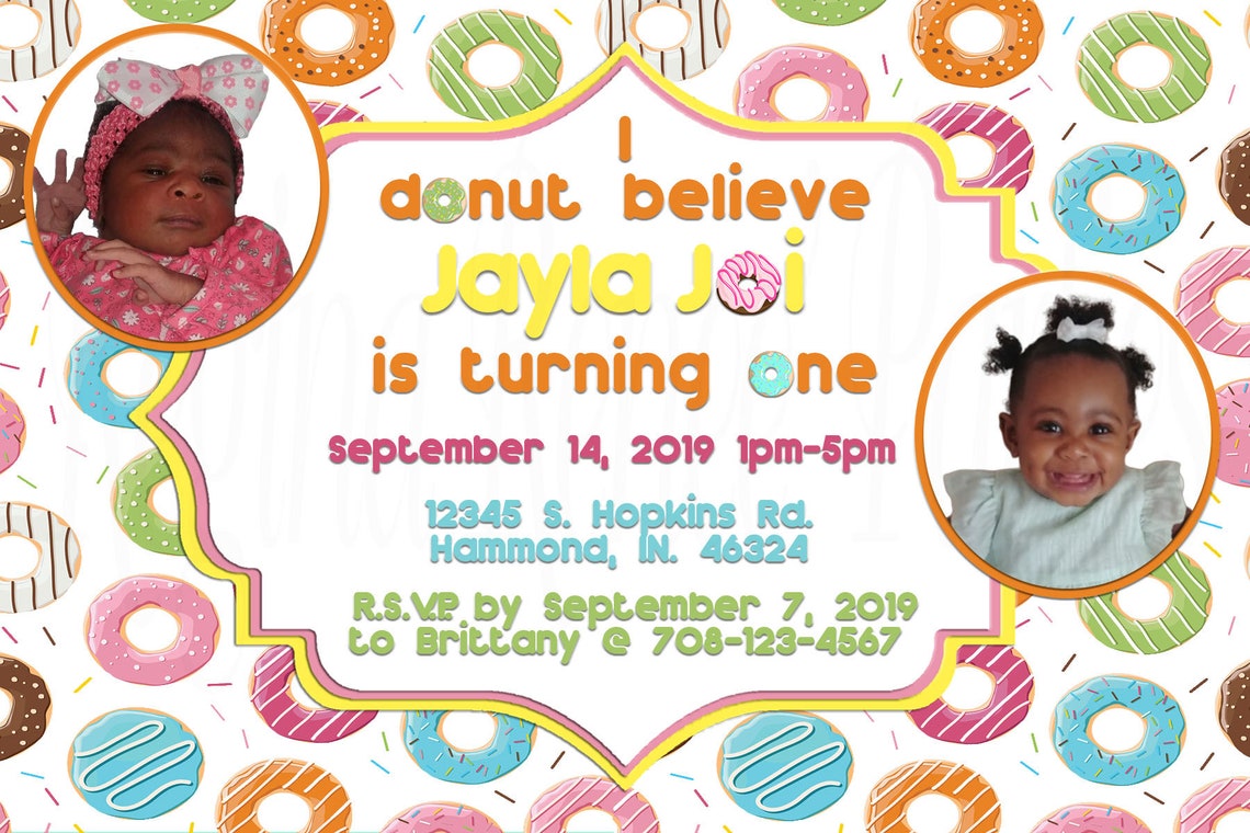 Donut Party Invitation Donut Theme Invites Donut 1st - Etsy