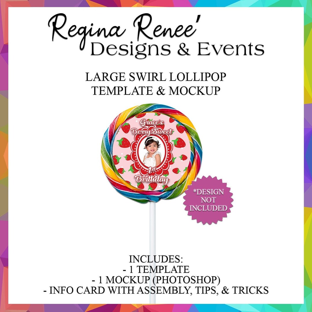 Large Swirl Lollipop Template & Mockup | Lollipop Templates | Candy ...